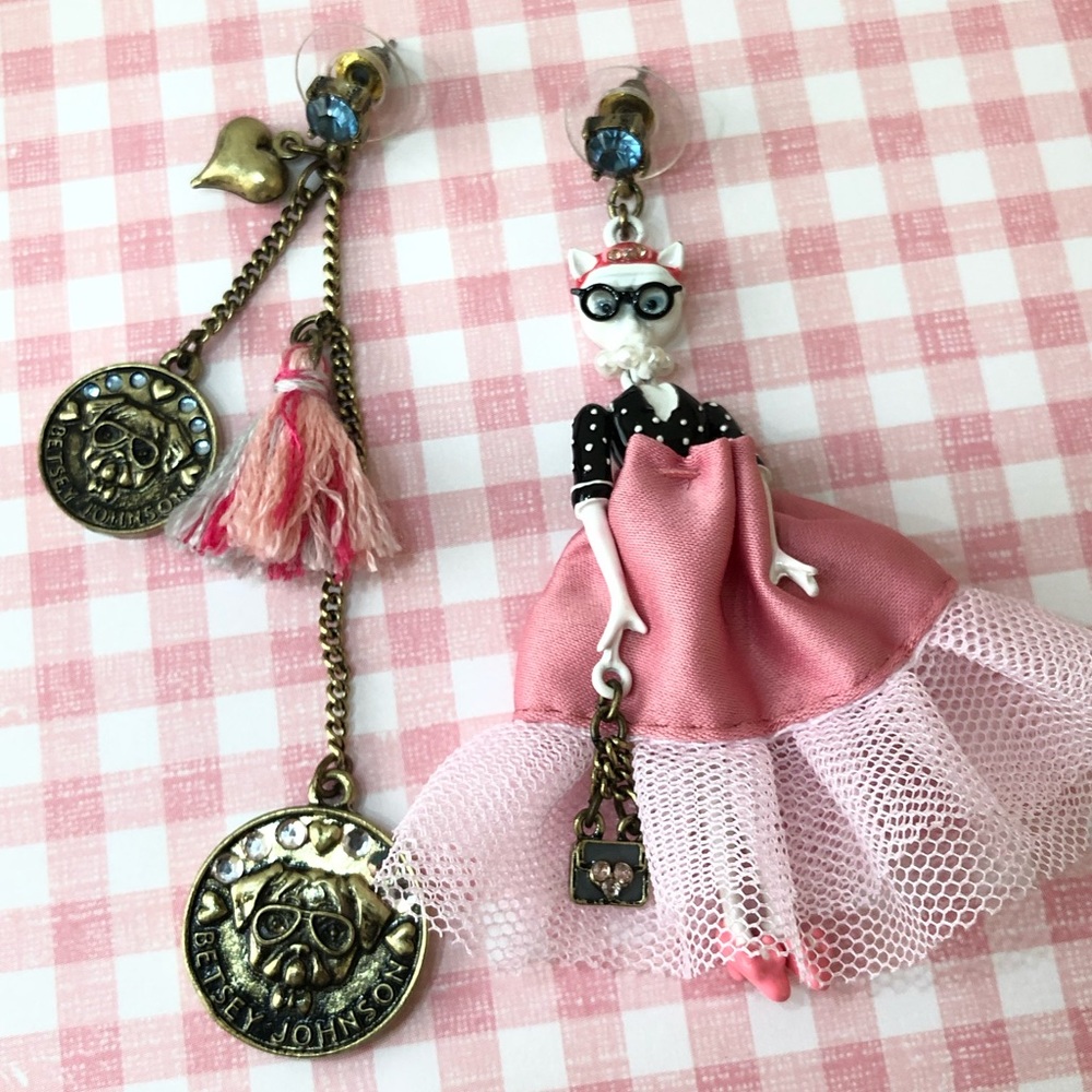 Betsey Johnson ‘Cameo Critters’ Mismatch Cat Earrings - Gem
